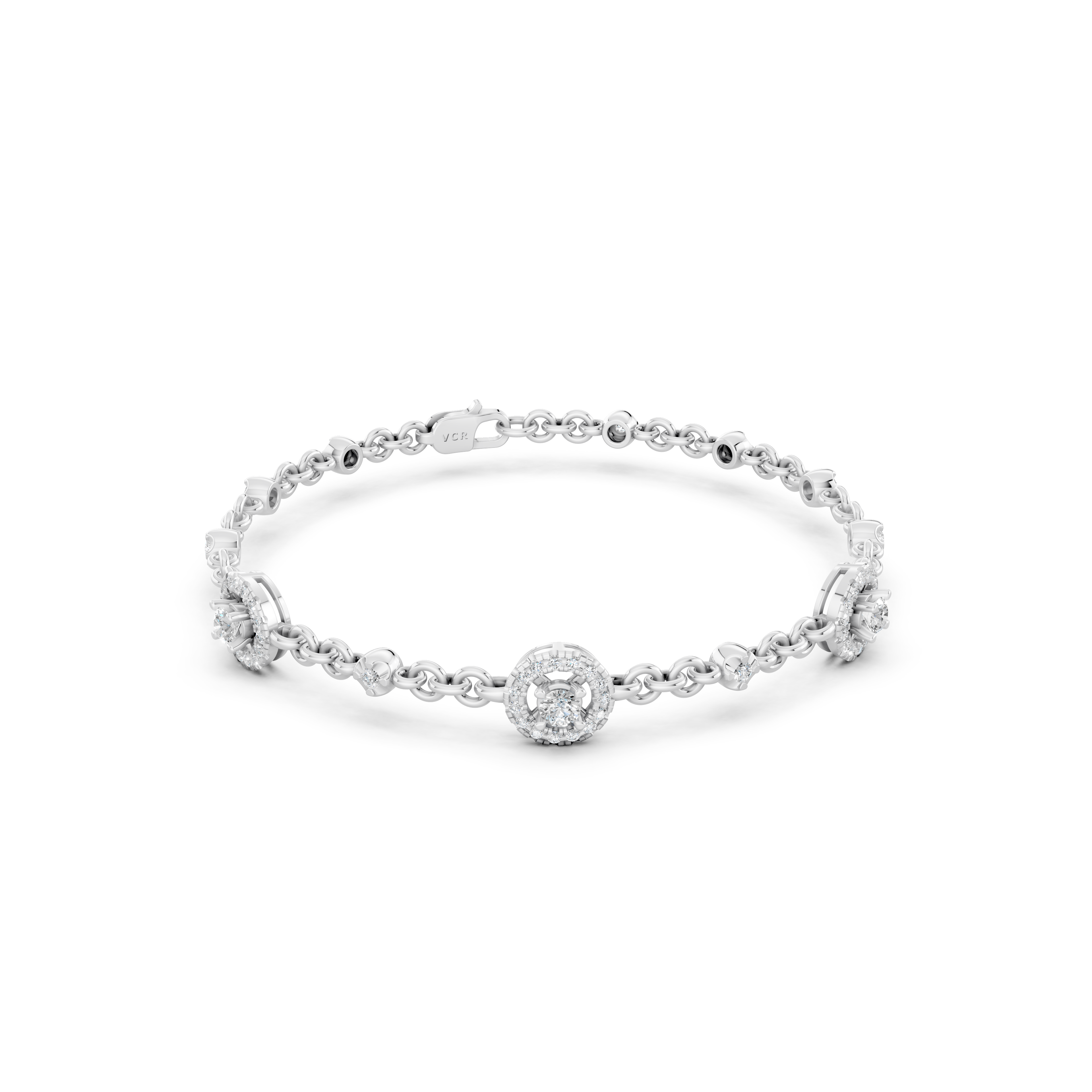 Lắc nữ Kim cương Vàng trắng 14K VCR LN-0090